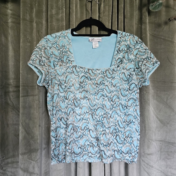 Dress Barn | Tops | Y2k Blue Brown Patterened Blouse | Poshmark